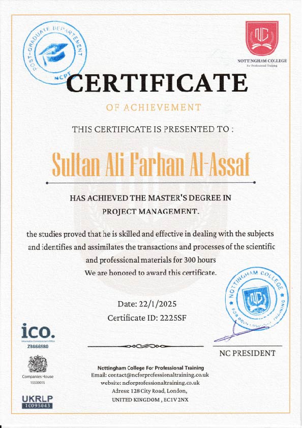 Sultan Ali Farhan Al-Assaf - NOTTINGHAM COLLEGE FOR PROFESSIONAL TRAINING