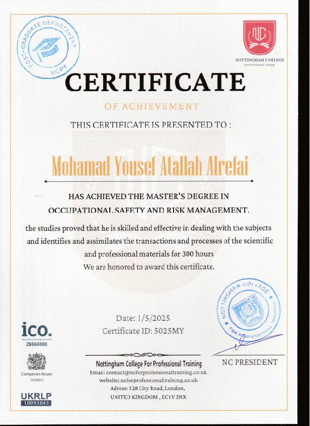 Mohamad Yousef Atallah Alrefai - NOTTINGHAM COLLEGE FOR PROFESSIONAL ...